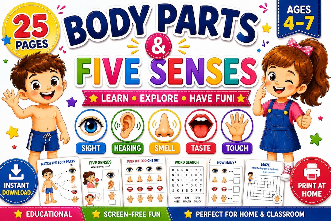Human Body Parts Worksheets, Five Senses Activities, Preschool Science ...