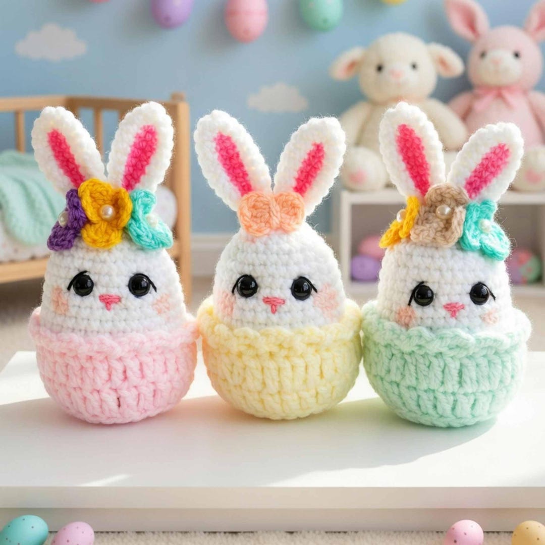 Easter Bunny Egg Crochet Pattern | Beginner Amigurumi, No-sew (PDF) - Etsy