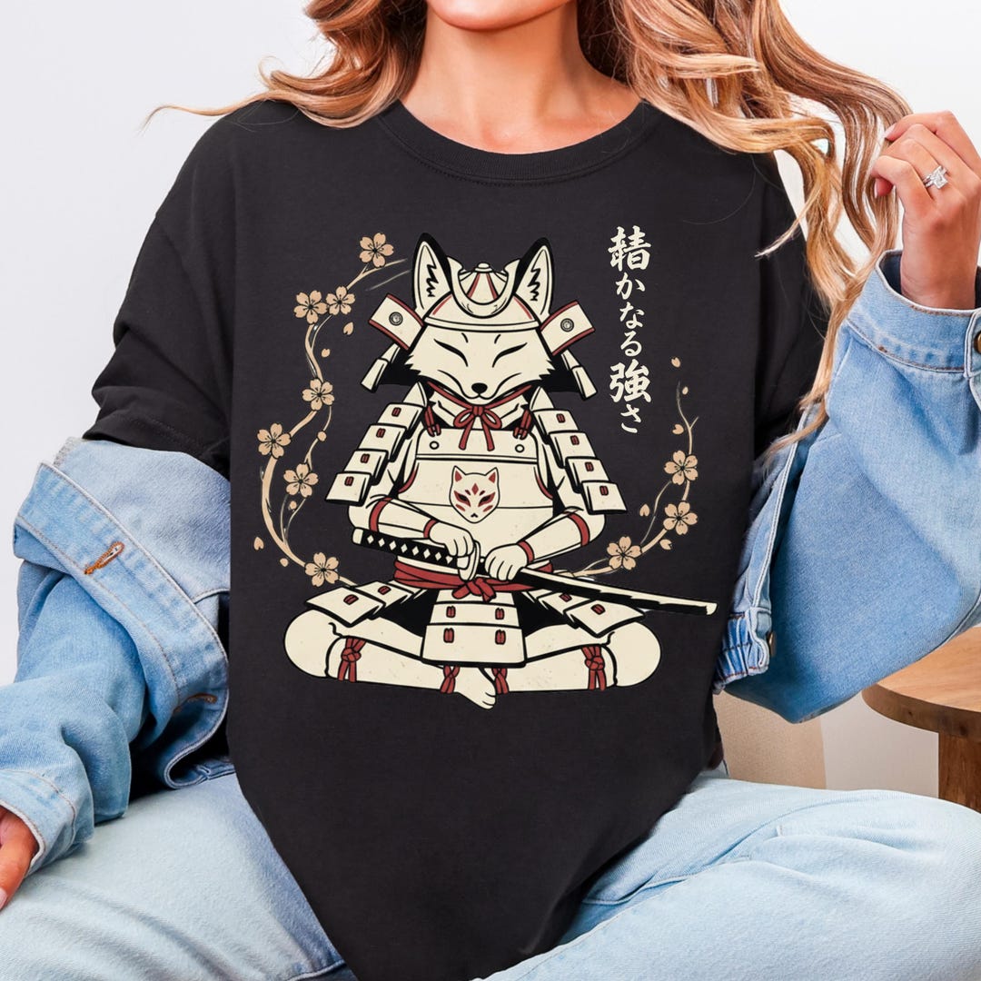 Animal Epic Fox Samurai Spirit Graphic T Shirt Japanese Zen Art S-4XL ...