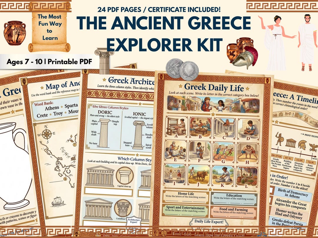 Ancient Greece Activity Kit Printable | Kids History Worksheet Pack ...