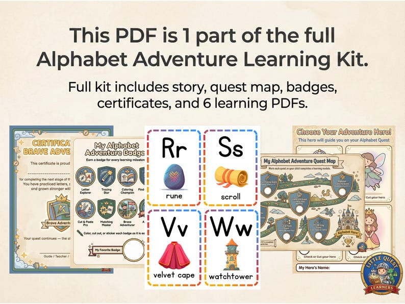 Medieval Alphabet Flashcards Montessori Preschool Learning Fantasy Wall ...