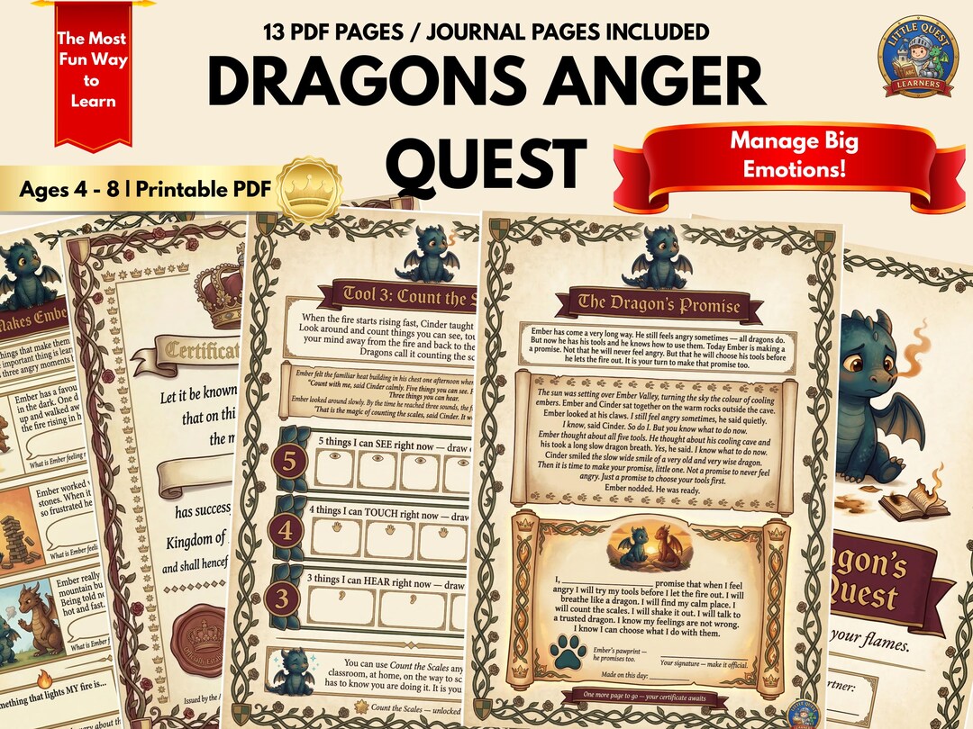 Anger Management Printable for Kids | Dragon Big Feelings SEL Activity ...