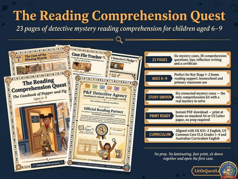 Reading Comprehension Printable Kit | Kids Mystery Story Inference ...