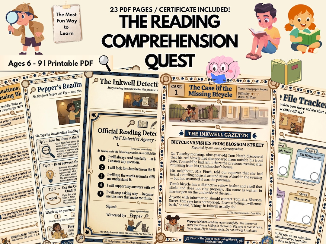 Reading Comprehension Printable Kit | Kids Mystery Story Inference ...