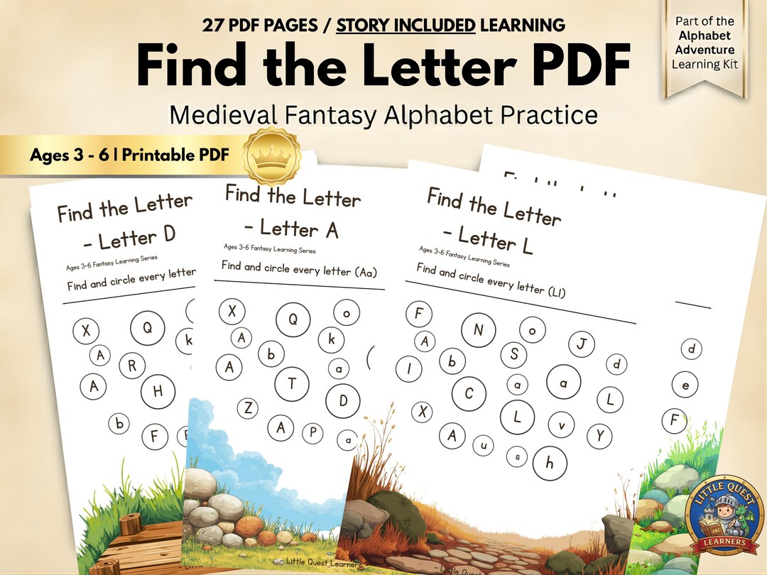 Find the Letter Worksheets I Spy Alphabet Activity Preschool Medieval ...