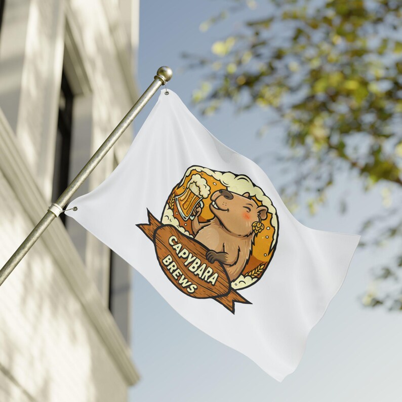 Capybara Brews Outdoor Flag - Double-sided 3x5 Banner - Funny Capybara ...