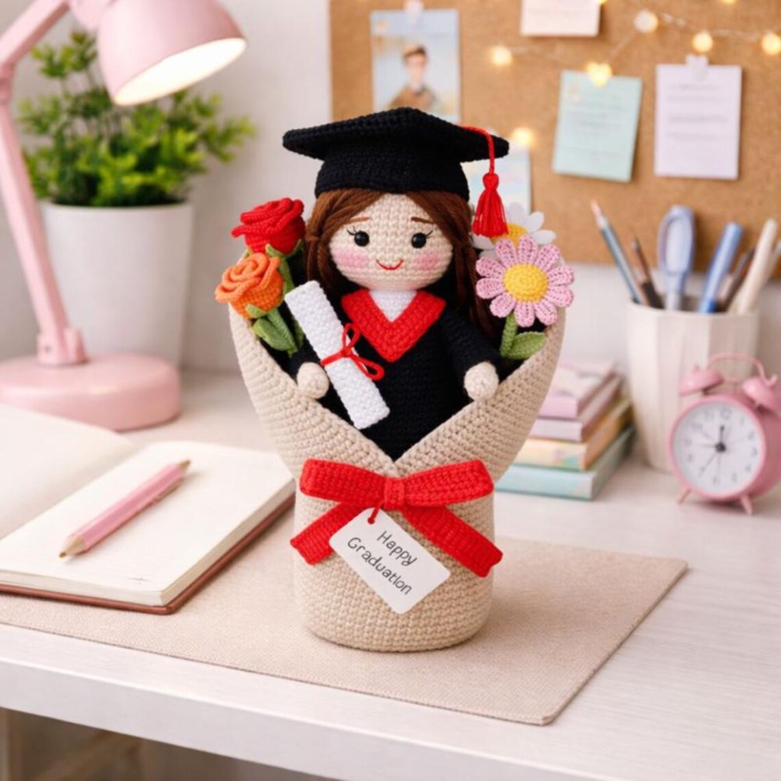 Crochet Graduation Doll Bouquet, Amigurumi Class of 2026 Gift, Handmade ...