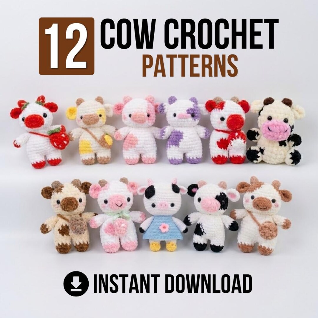 Baby Cows 12 in 1 Pattern- Baby Longhorn, Baby Cow, Baby Highland ...