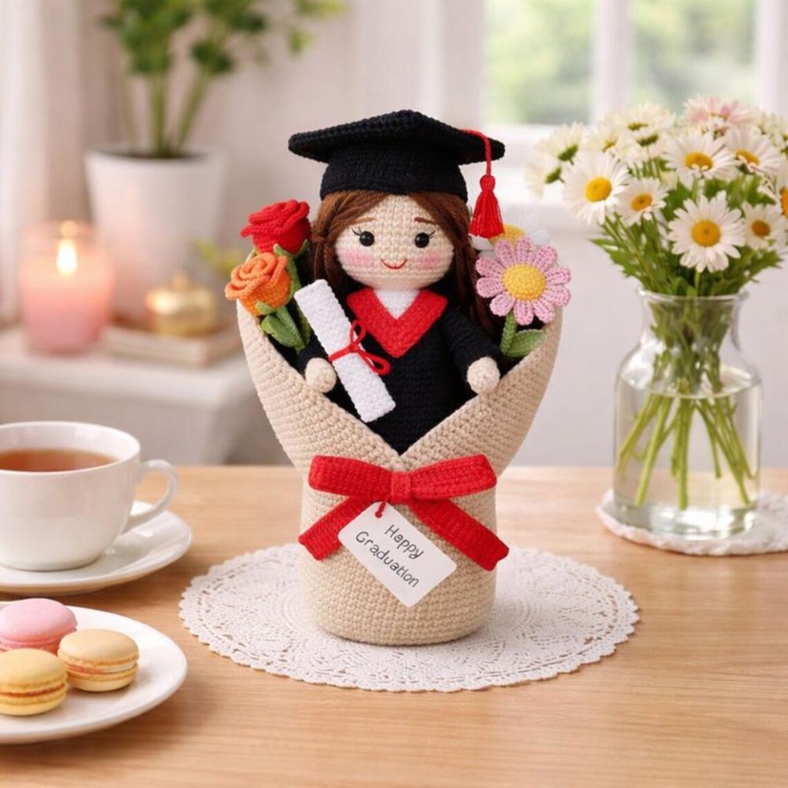 Crochet Graduation Doll Bouquet, Amigurumi Class of 2026 Gift, Handmade ...