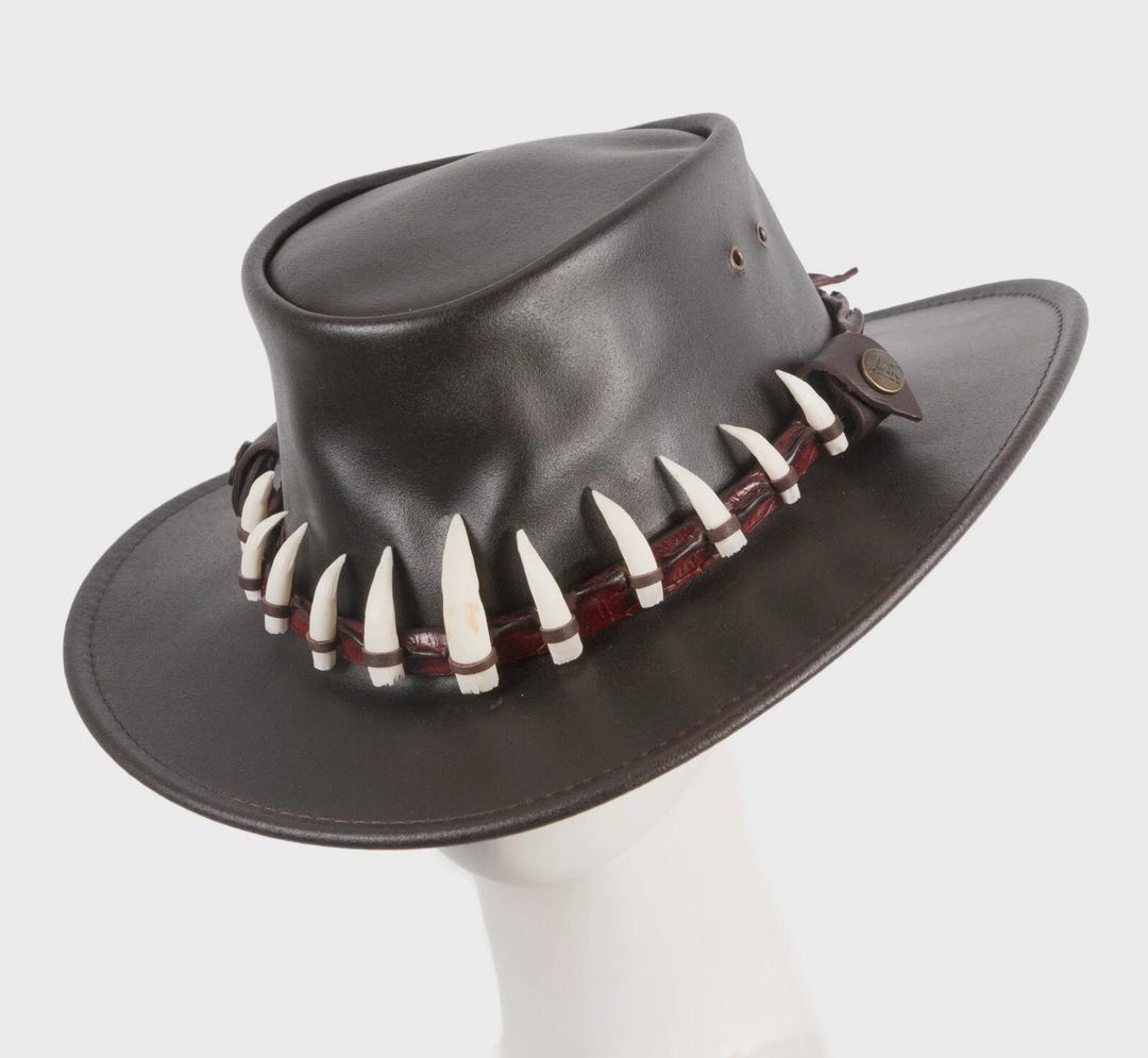 Australian Leather Outback Hat – Crocodile Teeth Accent Bush Hat - Etsy ...