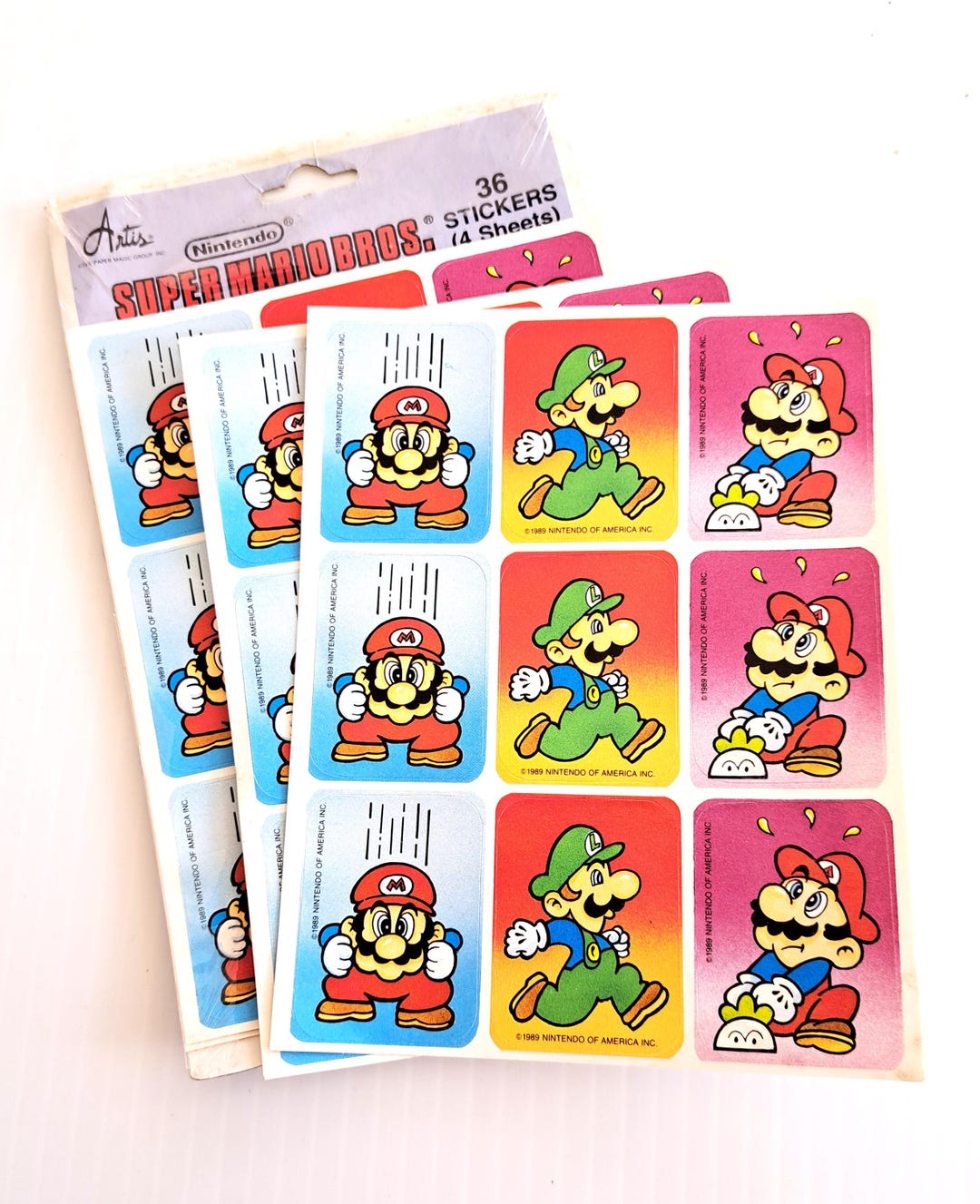 Vintage 1989 Super Mario Sticker Sheet - 9 Stickers of Mario and Luigi ...