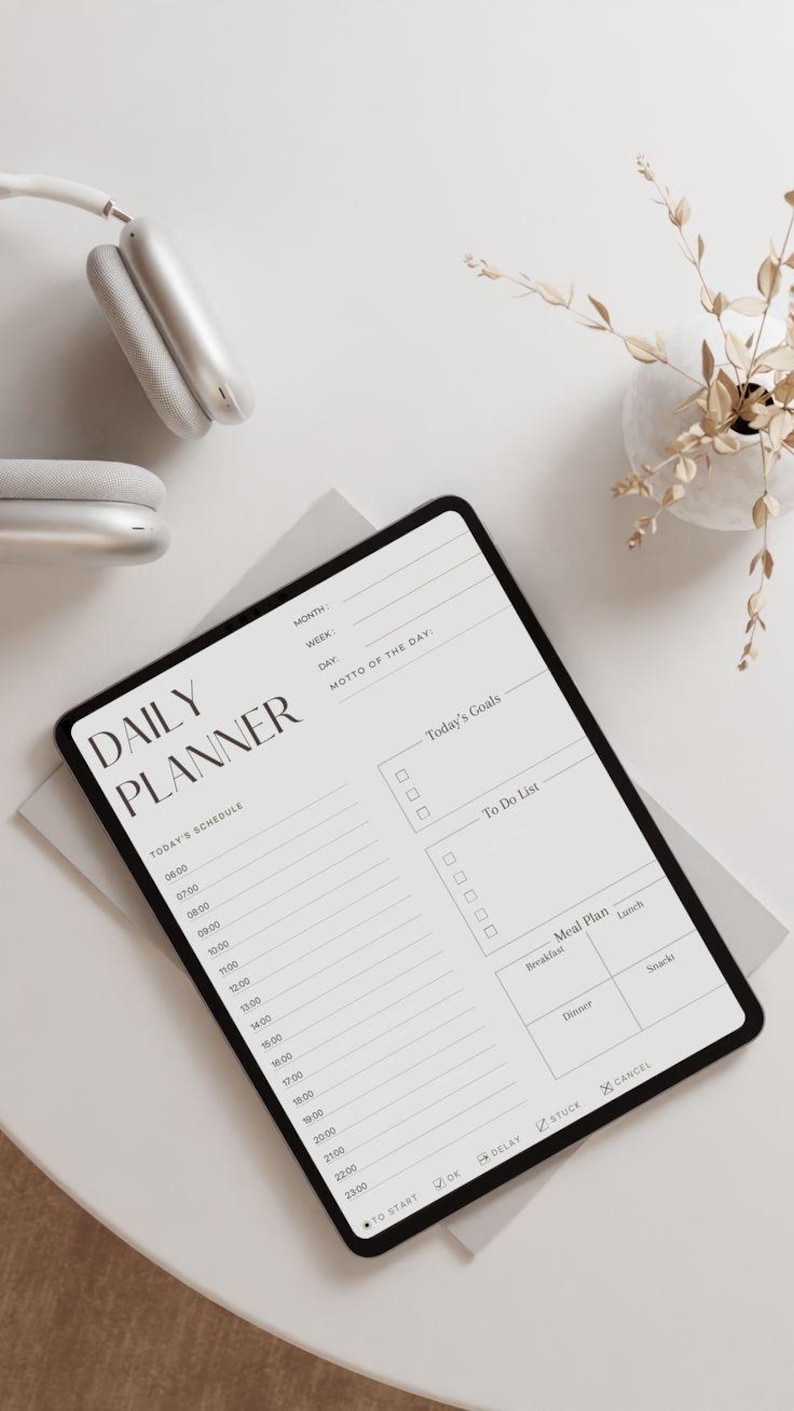 Interactive Daily Planner Canva | Minimal Chic Digital Planner ...