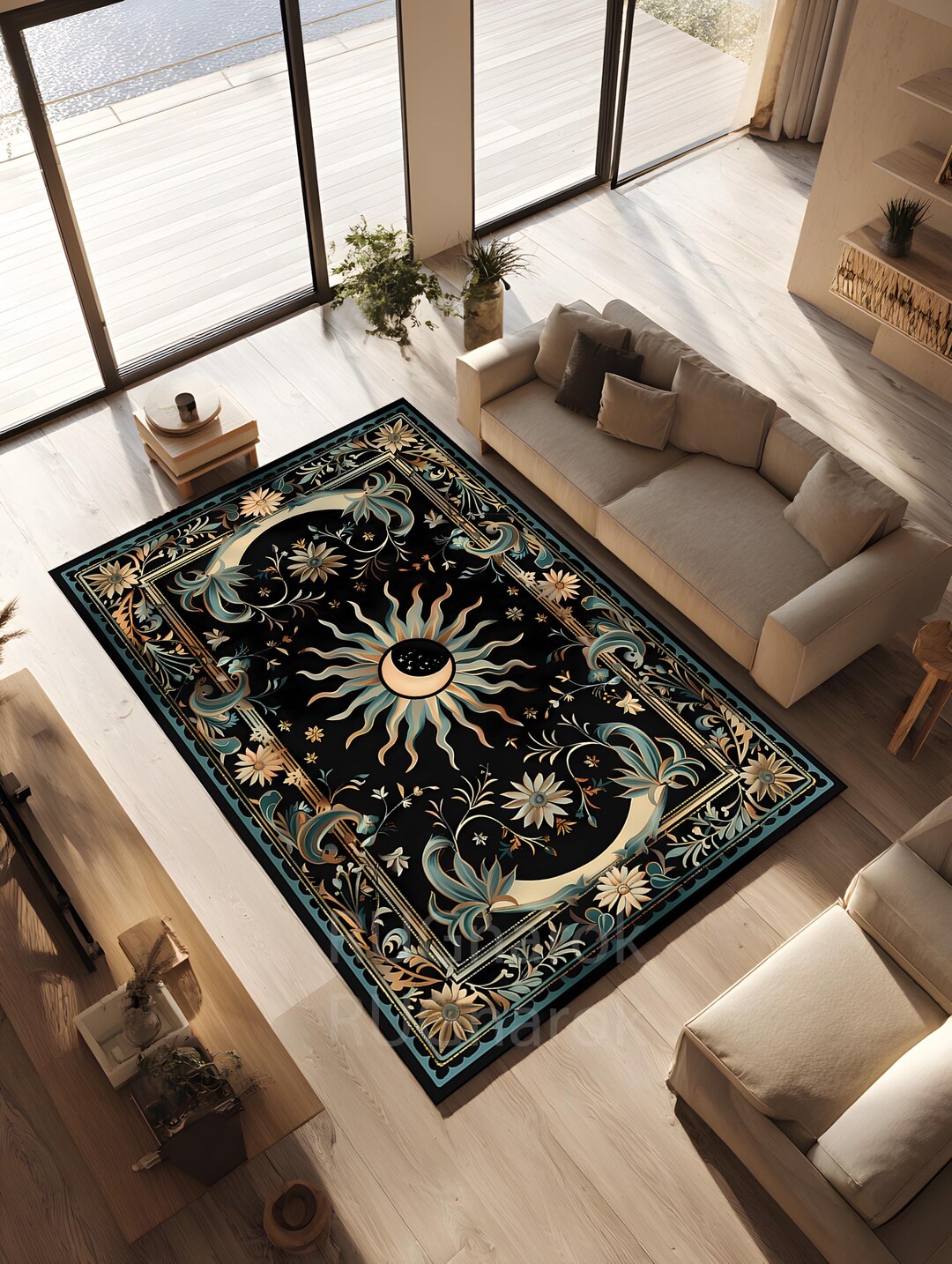 Mystic Moon Dark Academia Rug,whimsical Astrology Ethereal Witchy Home ...