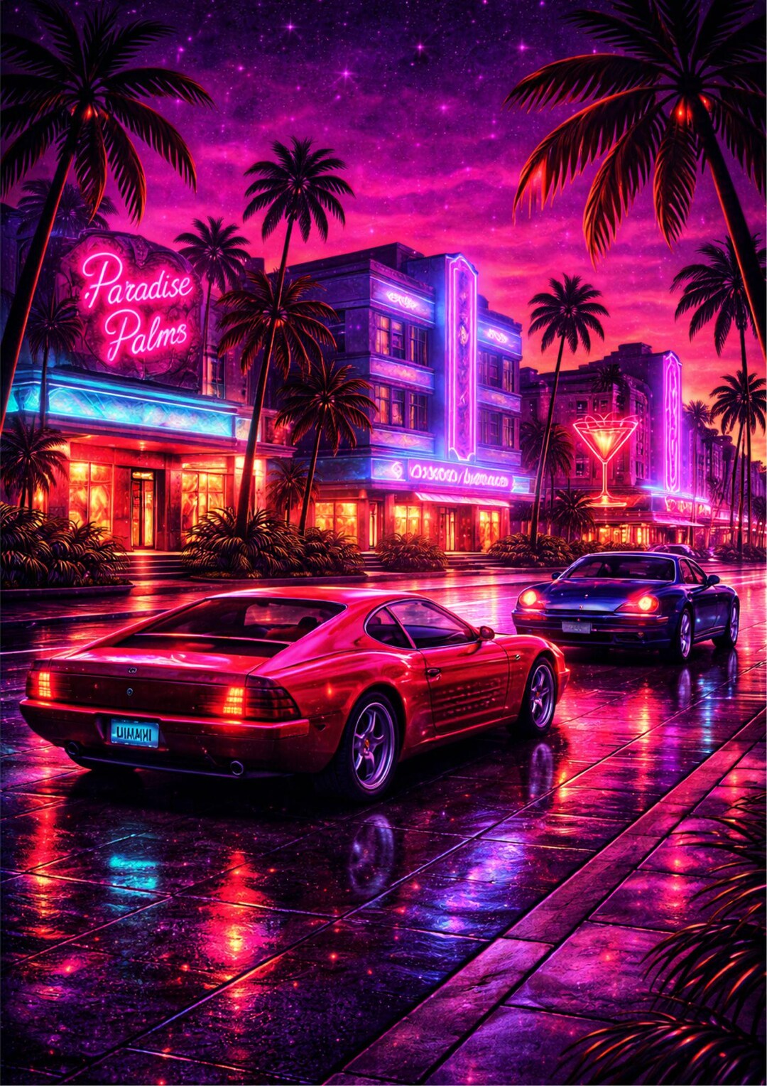 Neon Miami Wall Art 12 Printable | 80s Synthwave Retro Decor | Digital ...