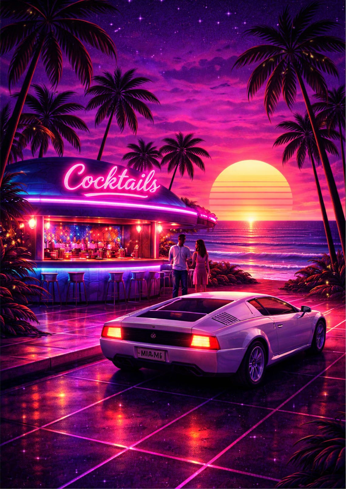 Neon Miami Wall Art 12 Printable | 80s Synthwave Retro Decor | Digital ...