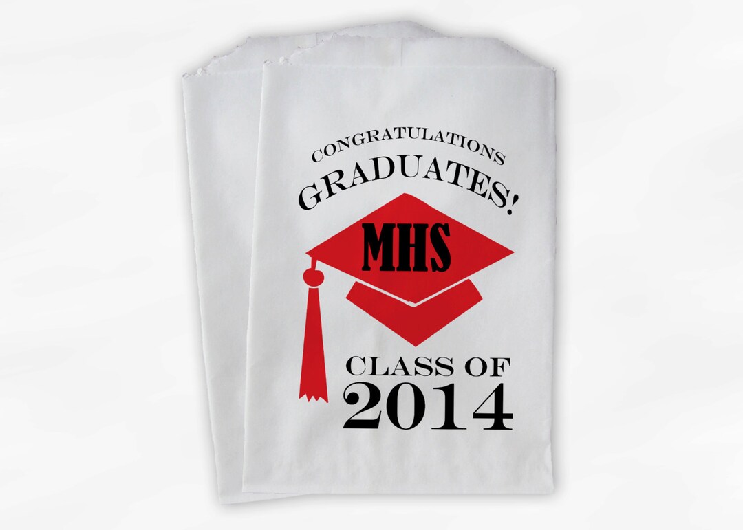 2023 Graduation Cap Personalized Candy Buffet Bags Red Black High ...