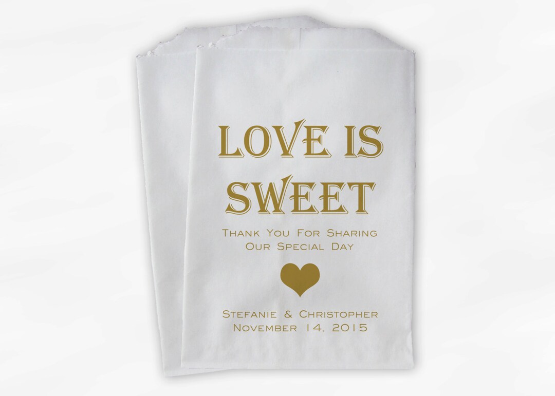 Love is Sweet Candy Buffet Treat Bags Personalized Wedding Favor Bags ...