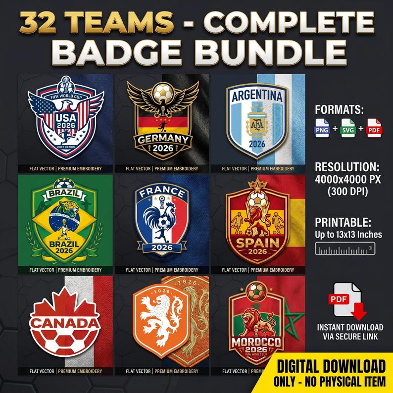 2026 World Cup National Team Logos | SVG PNG PDF Bundle (digital ...
