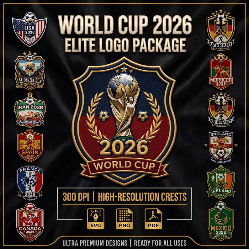 World Cup 2026 Elite Logo Package | 24 Embroidered Effect Team Crests ...
