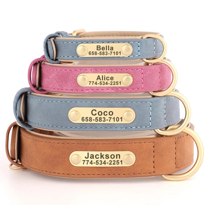 Custom Leather Dog Collar, Personalized Engraved Dog Collar With ...