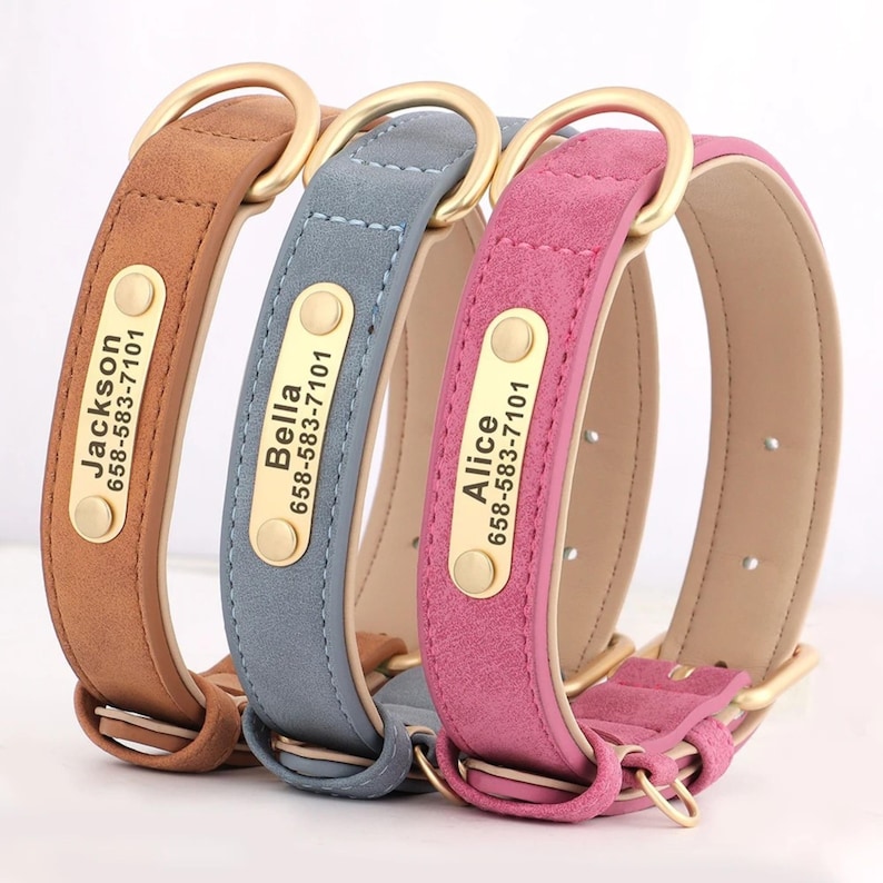 Custom Leather Dog Collar, Personalized Engraved Dog Collar With ...