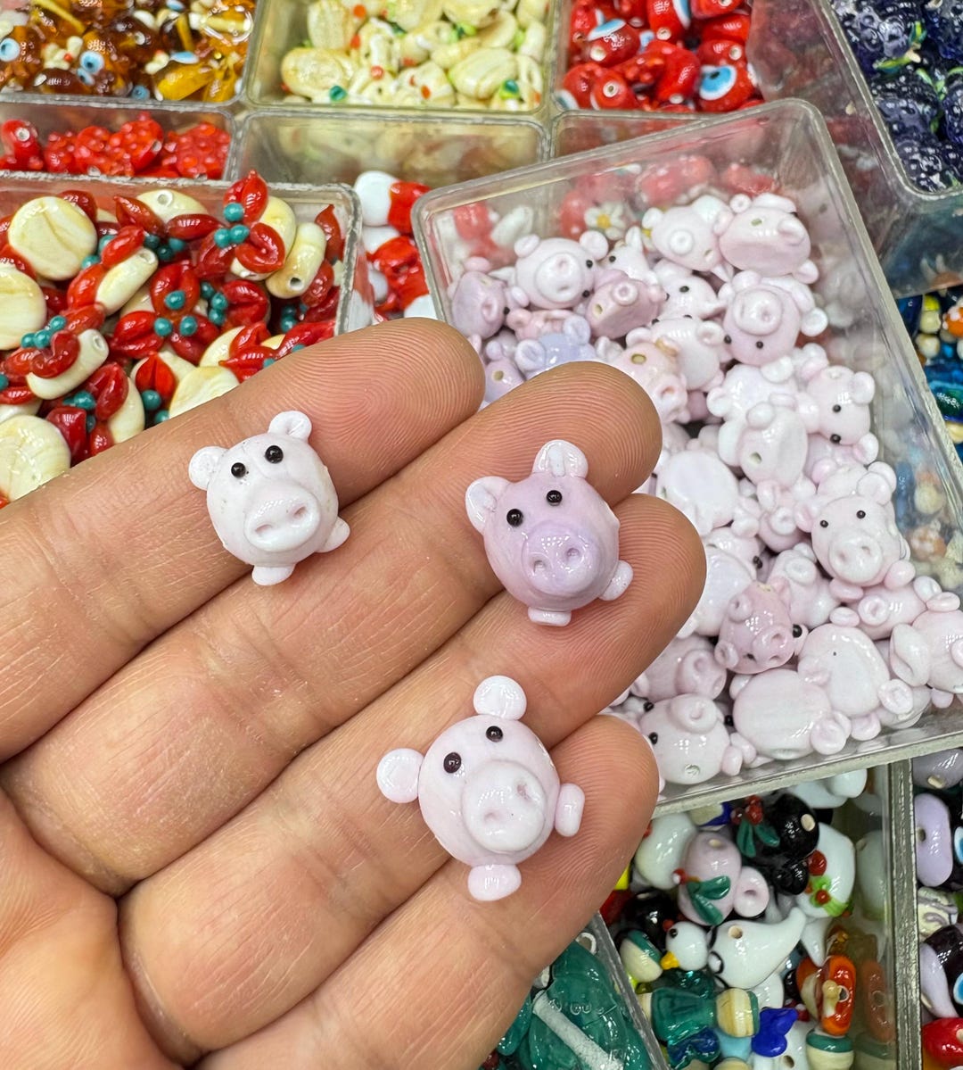 Murano Glass Beads – Pink Pig Handmade Lampwork Bead for Bracelet ...