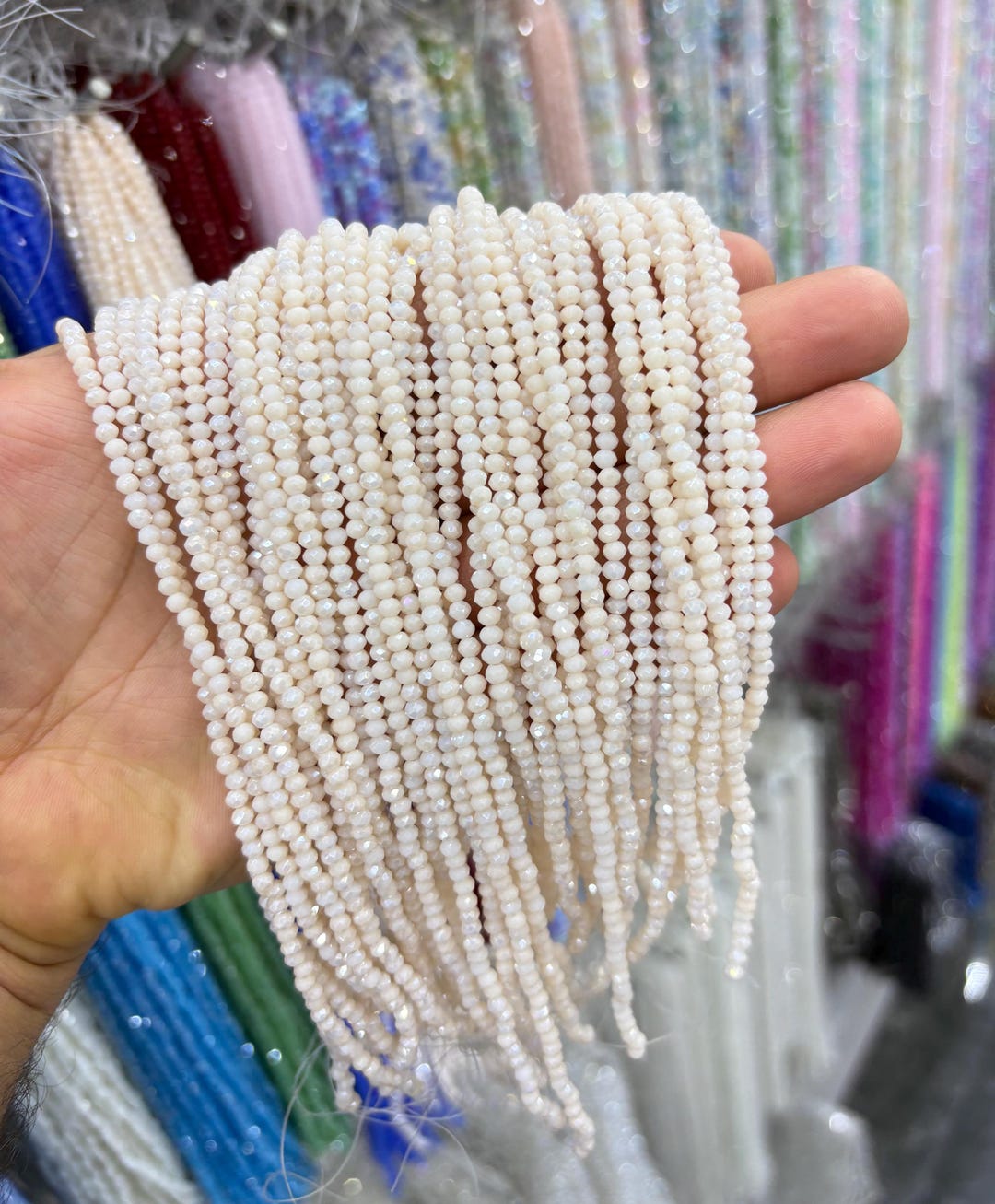 2 Mm Cream Crystal Glass Beeds for Bracelet&necklace and Accessories - Etsy