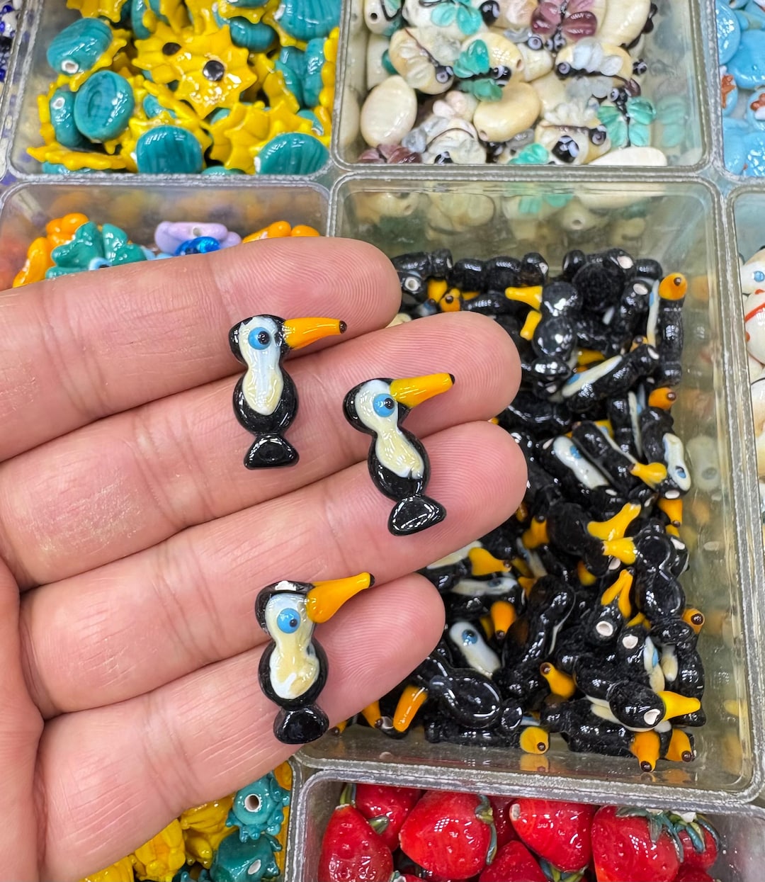Murano Glass Beads - Toucan Handmade Lampwork Bead for Bracelet ...