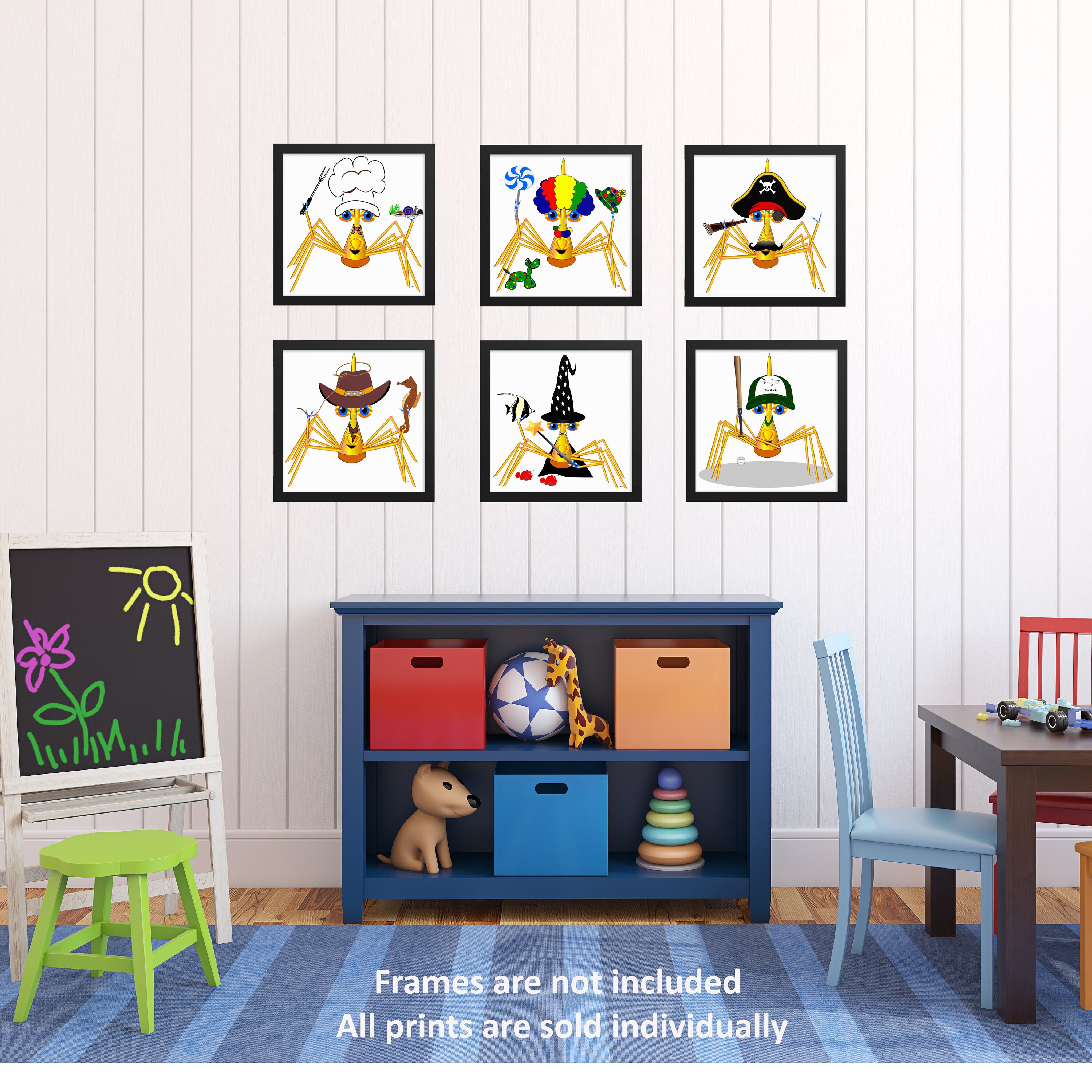 Cute Wizard Poster, Crab, Cartoon Crab, Wall Art, Nursery Kids, Baby ...