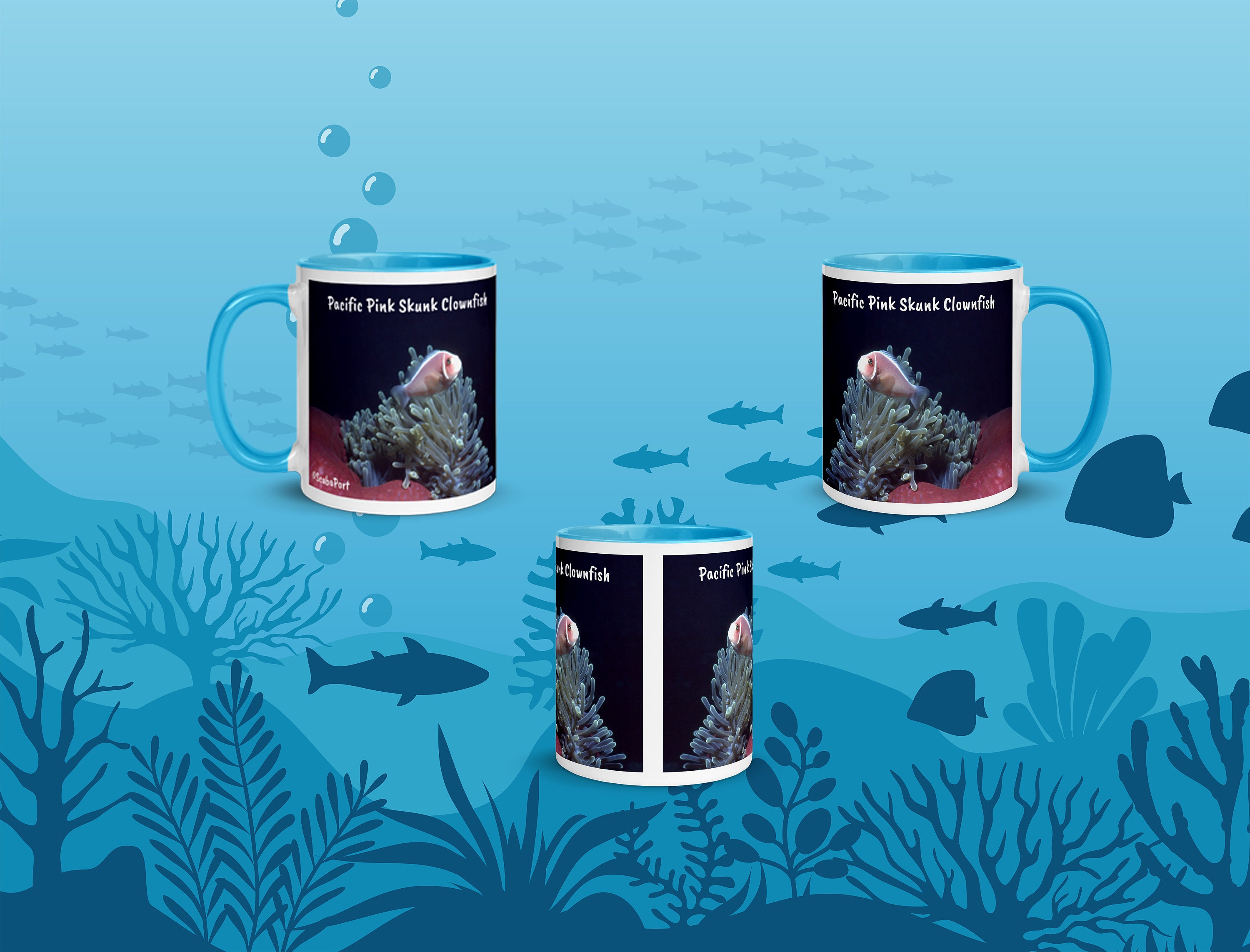 11oz, Pink Skunk Clownfish, Undersea Animal, Coffee Tea Mug, Marine Sea ...