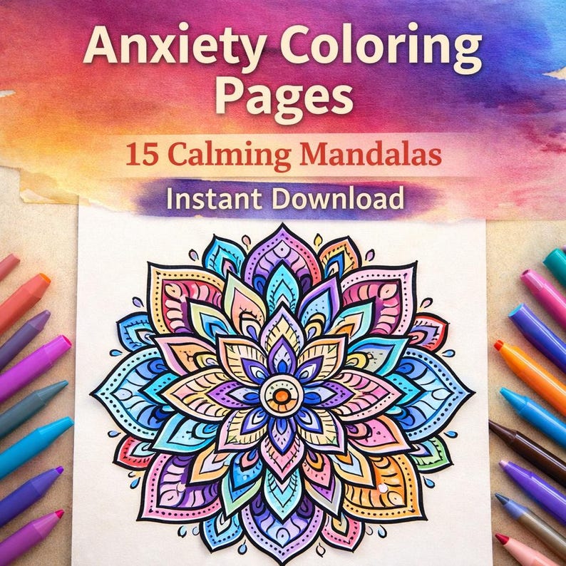 Anxiety Coloring Pages for Adults | Calming Mandala Coloring Pages ...