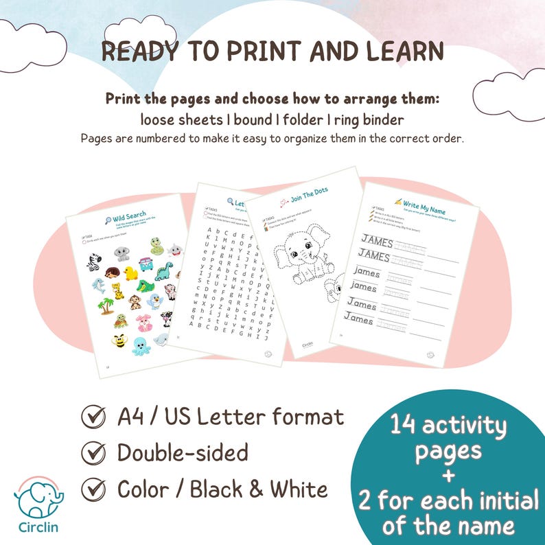 Personalized Name Activity Book Printable PDF for Kids 3–5 Years Learn ...