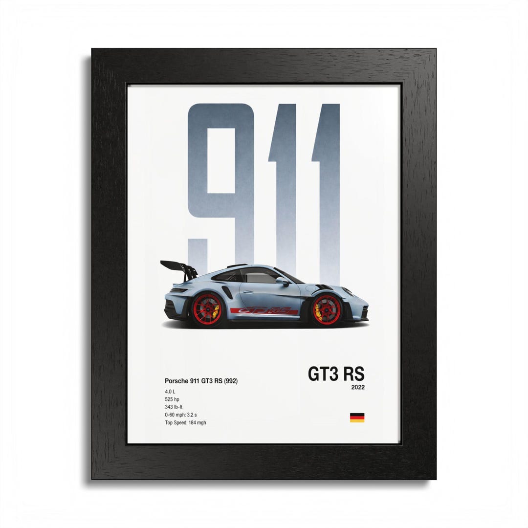 Porsche 911 GT3 RS Framed Poster | Car Wall Art, Automotive Print - Etsy