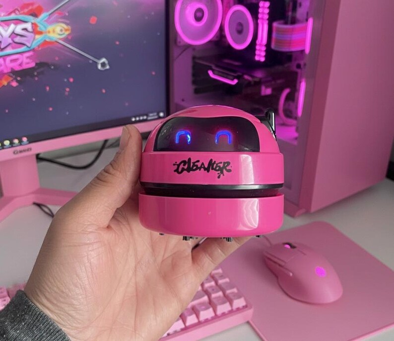 Kawaii Desk Vacuum - Pink Cute Robot Keyboard Cleaner - Cozy Gaming ...