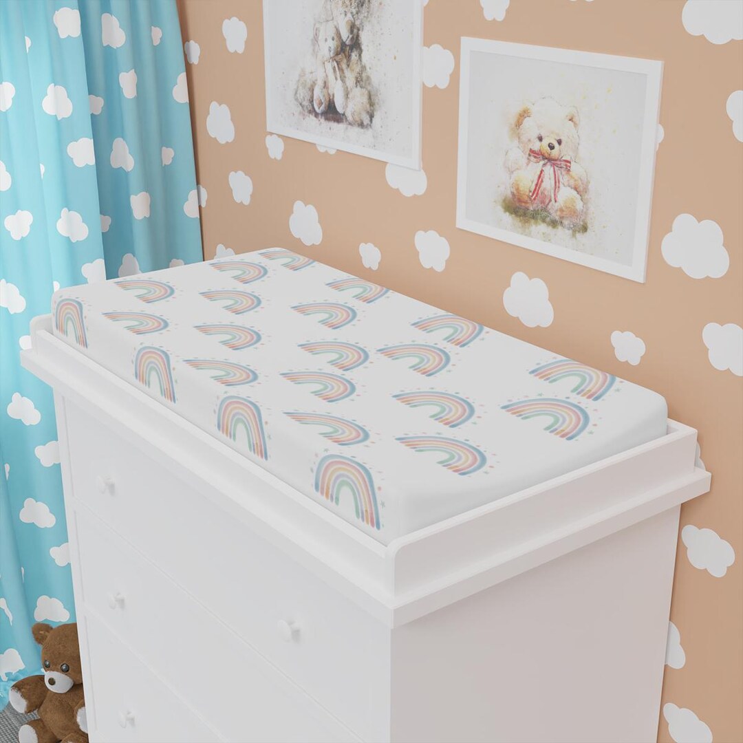 Pastel Rainbow Pattern Baby Changing Pad Cover | Nursery Changing Pad ...