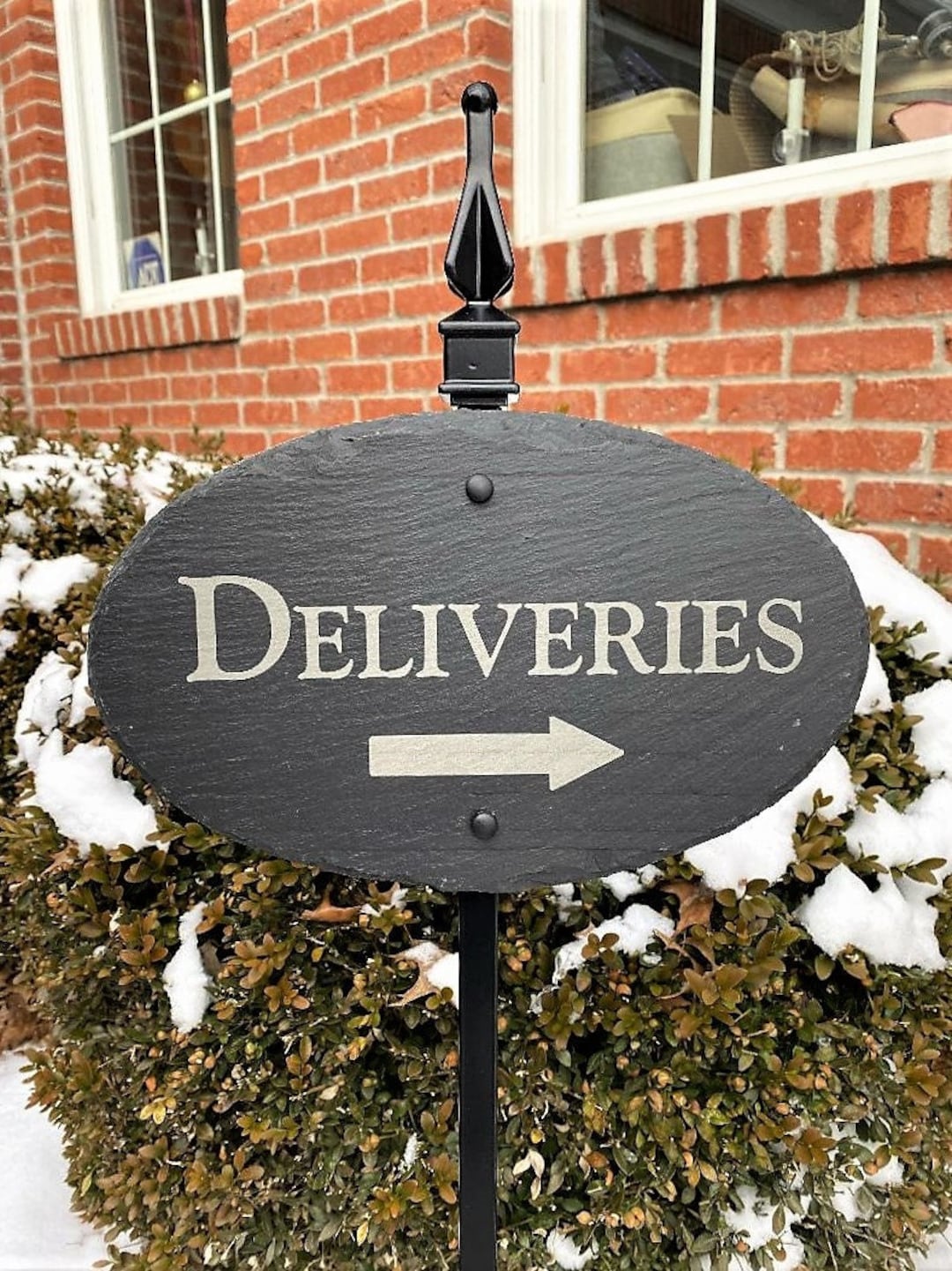 Etched DELIVERY Sign / Deliveries Slate Packages / Arrow Directional ...