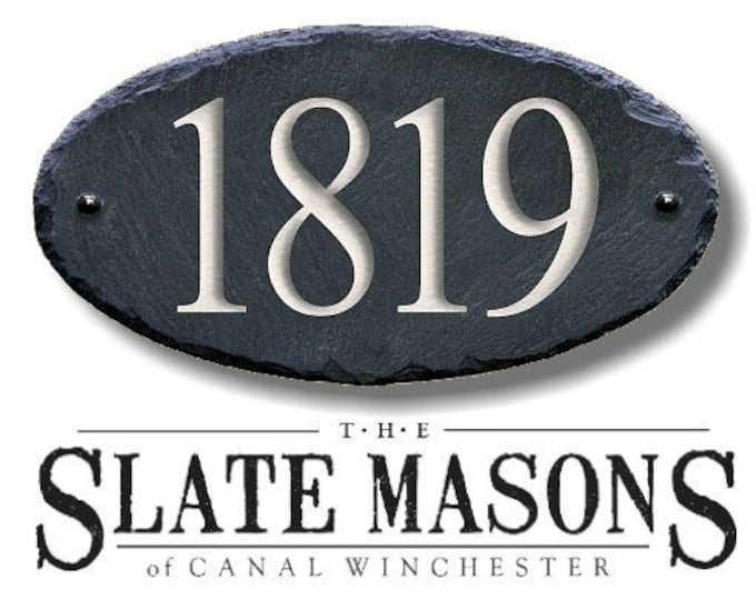 SLATE House Numbers ( Carved Stone ) Marker / Home Address Sign Plaque ...