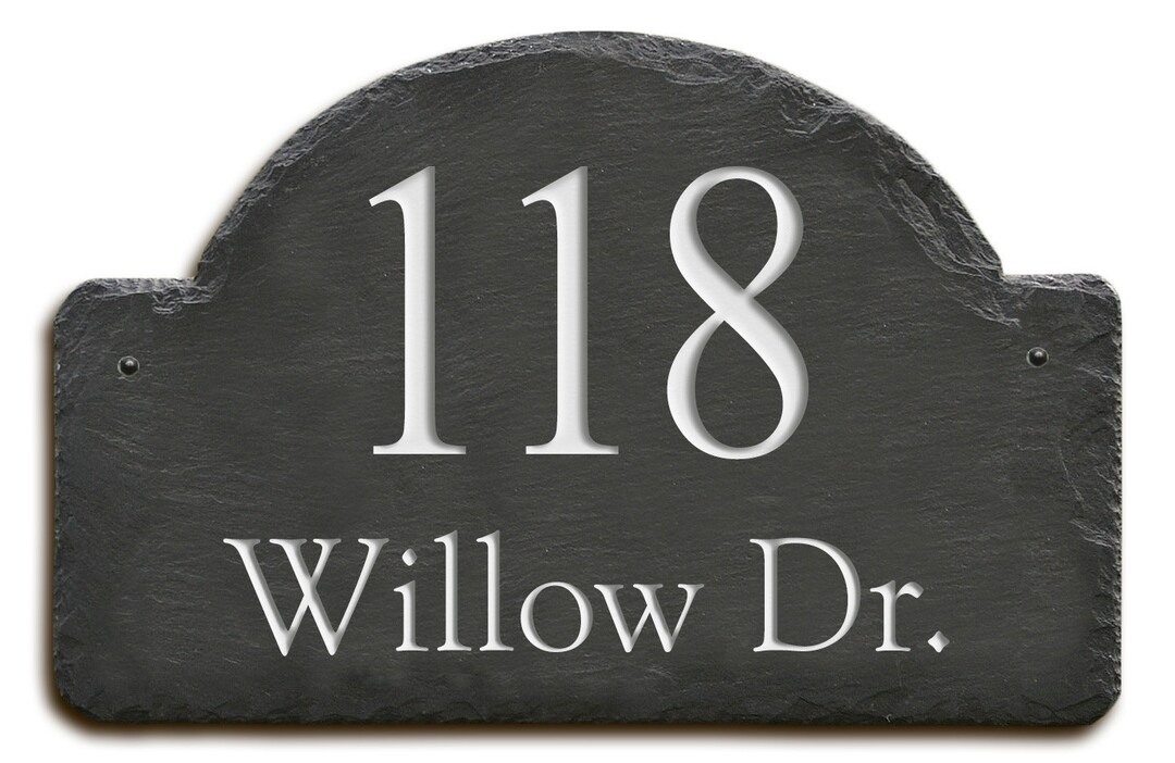 SLATE ARCH House Marker ( Carved Stone ) Address Sign Plaque Custom ...