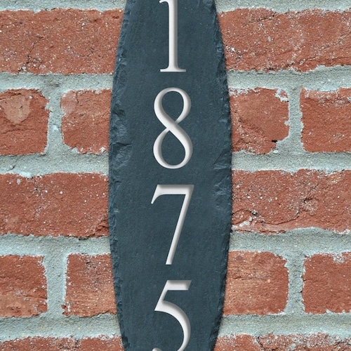 SLATE House Numbers Carved Stone Marker / Home Address - Etsy
