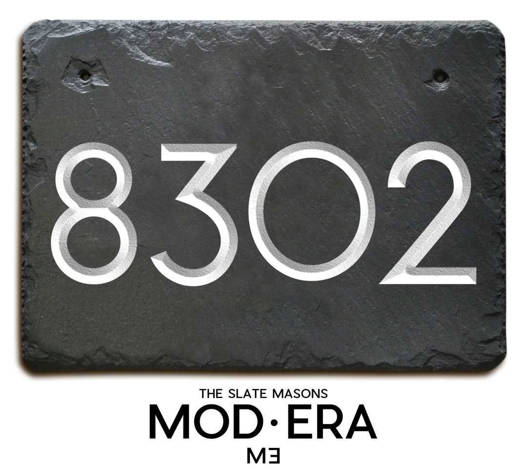 Carved MODERN SLATE ADDRESS Plaque House Numbers / Personalized Sign ...
