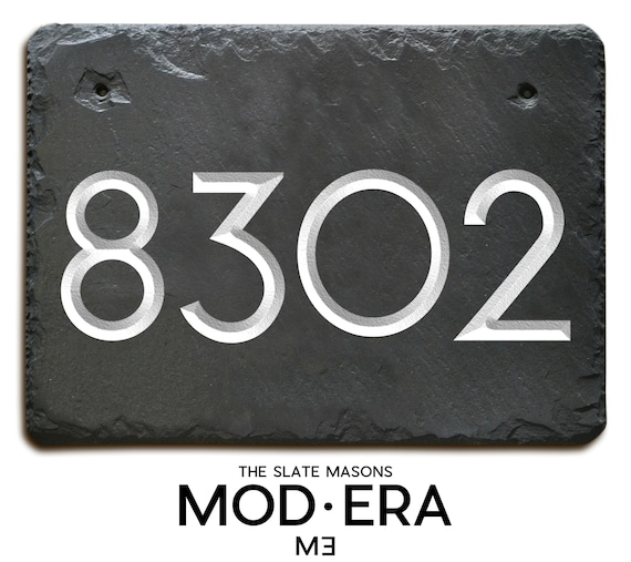 Carved MODERN SLATE ADDRESS Plaque House Numbers / - Etsy