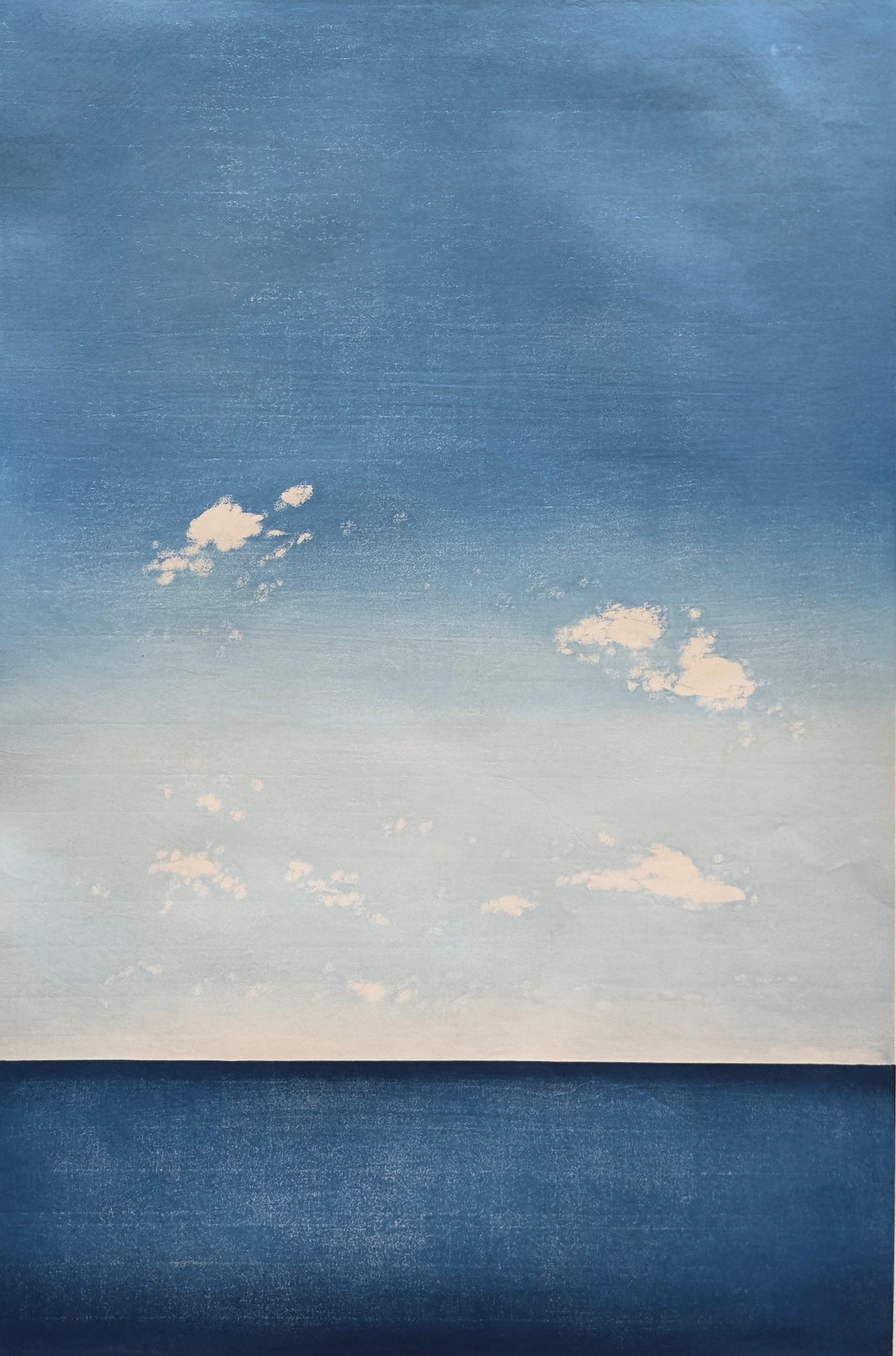 Indigo Sea: Original Numbered Waterbased Japanese Woodblock Print ...
