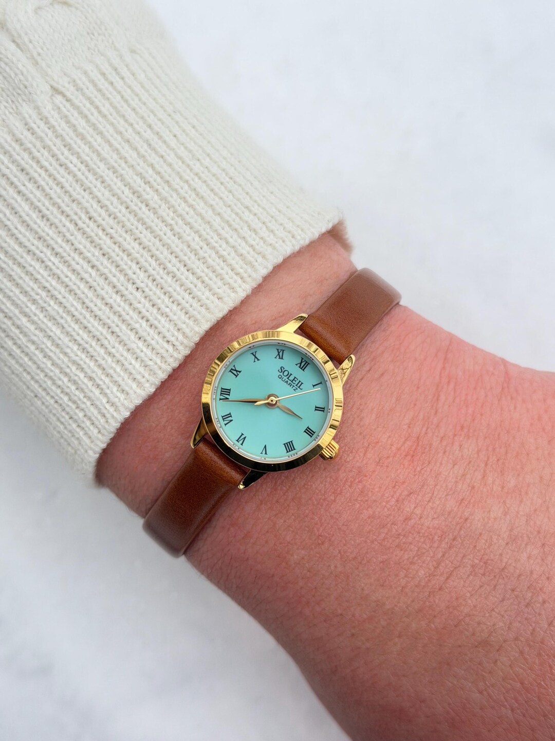 Turquoise & Gold Vintage Mini Watch - Etsy