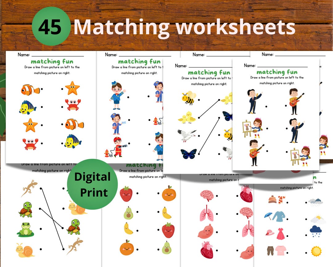 Printable Matching Worksheets Prek Worksheets, Kids Matching Worksheets ...