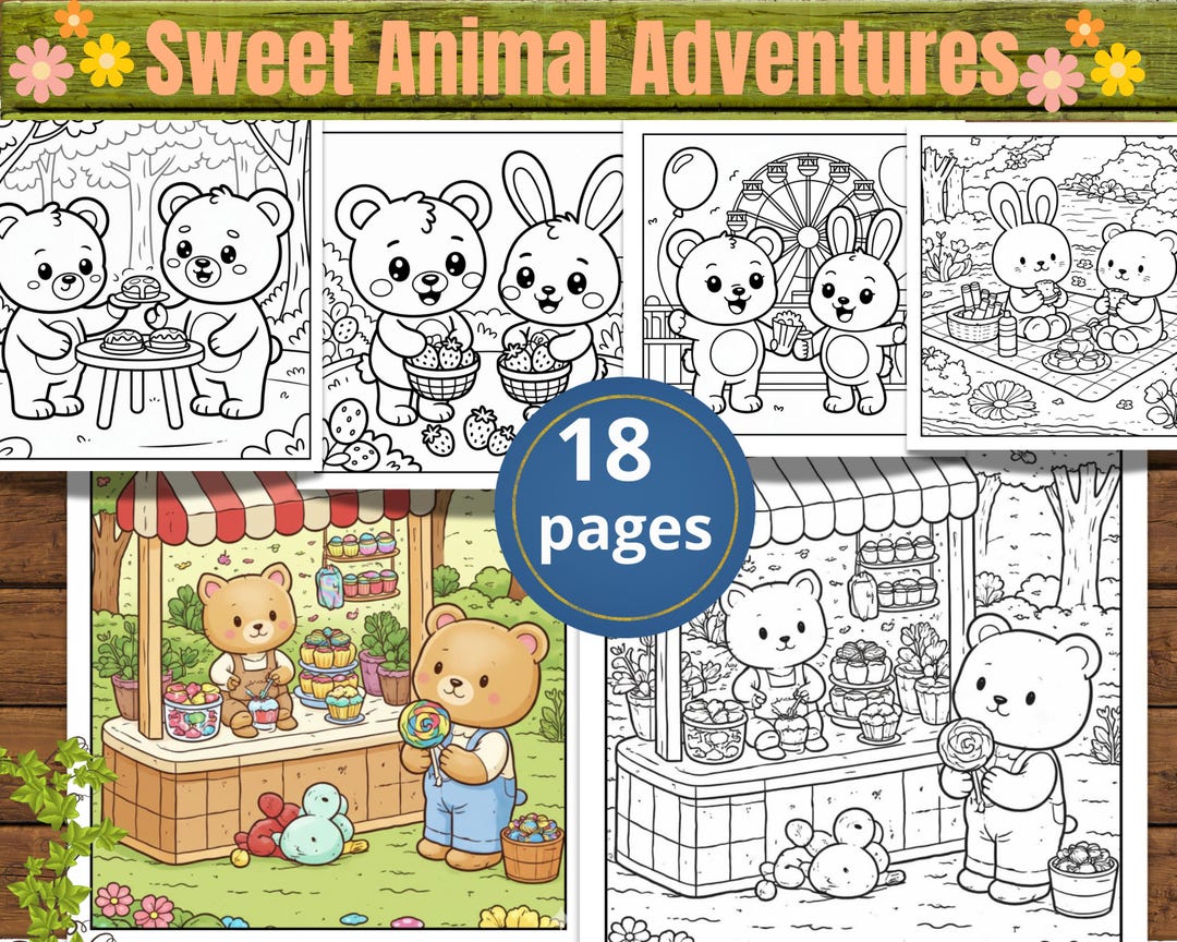 Cozy Kawaii Animals Coloring Book ; Cute Little Cuddles Printable PDF ...