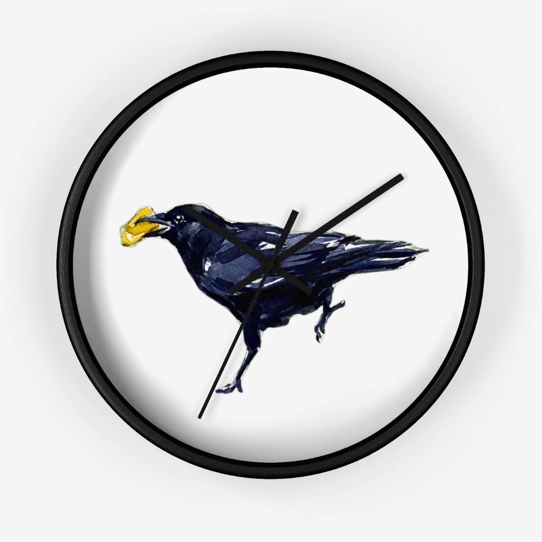 Crow Wall Clock | Modern Crow Art Clock | Contemporary Crow Decor - Etsy