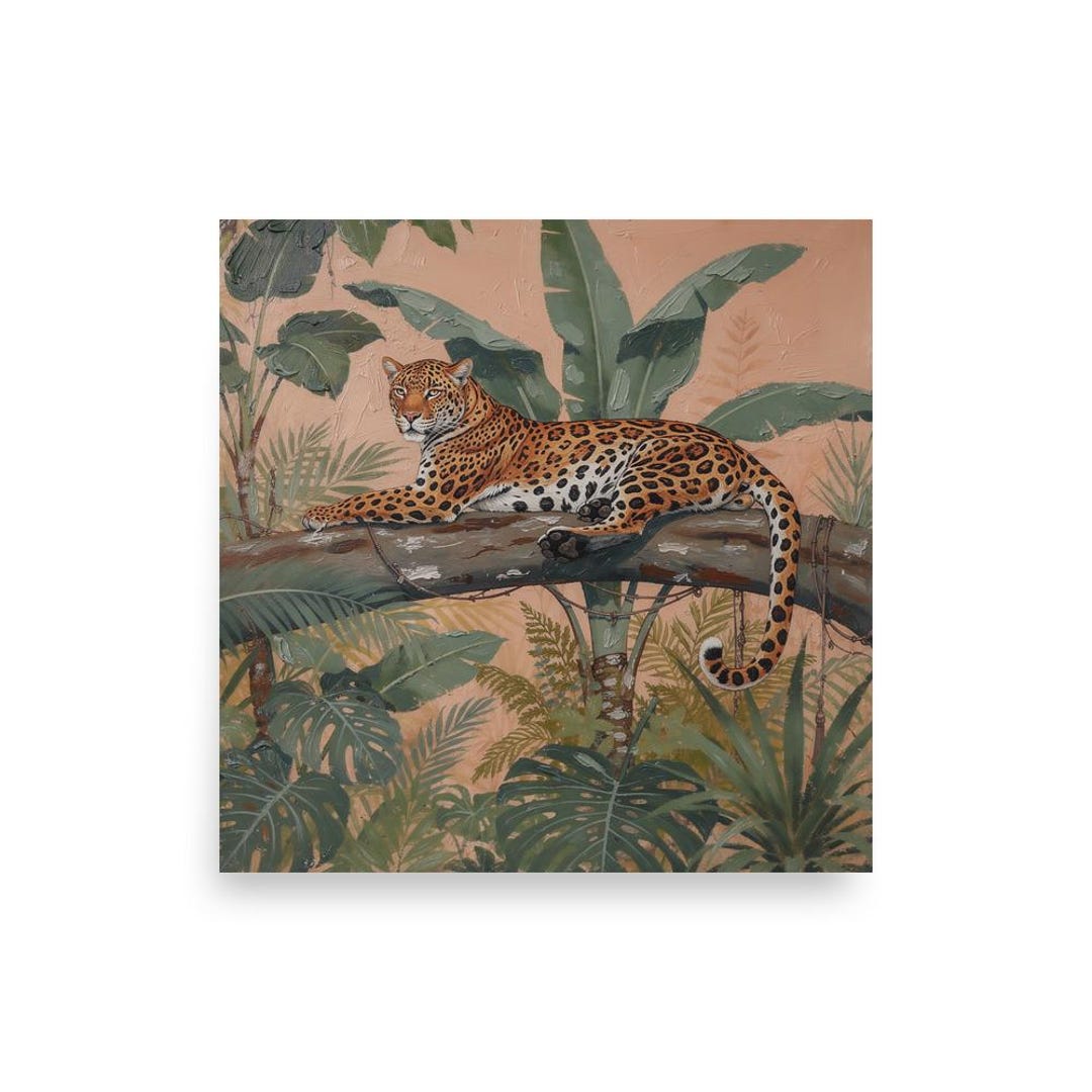 Tropical Jaguar Wall Art | Matte Poster | Jungle Botanical Decor - Etsy