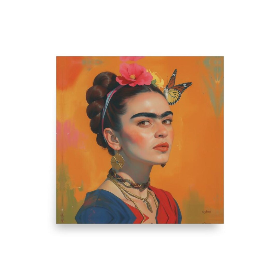Mexican Muse Portrait Poster Print | Monarch Butterfly & Flower Crown ...