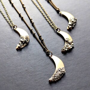 Tiny Moon Necklace / Brass Moon Starry Boho Moon Necklace Moon Jewelry ...