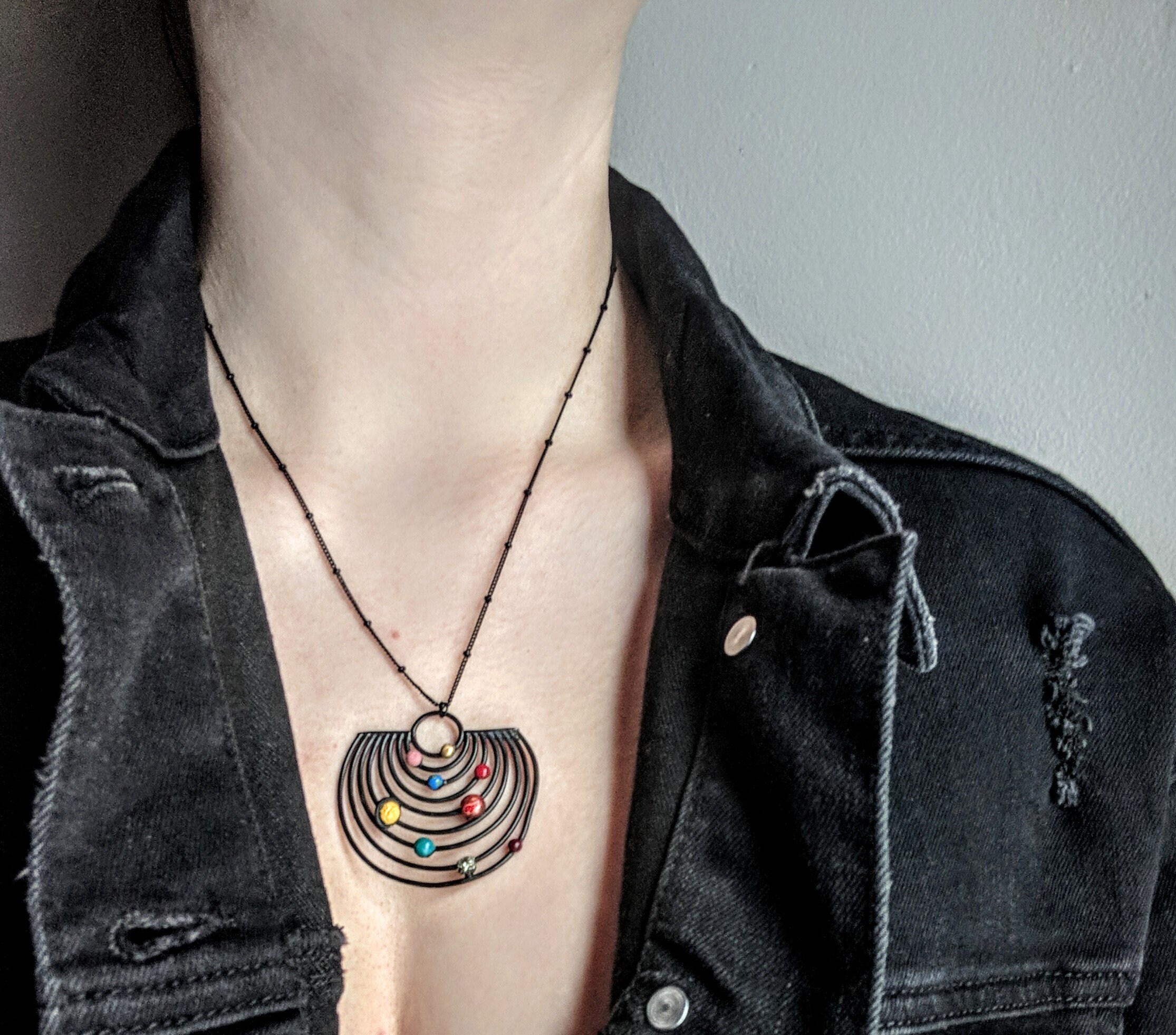 Solar System Orbit Necklace / Planets Jewelry / Galaxy Necklace / Outer ...